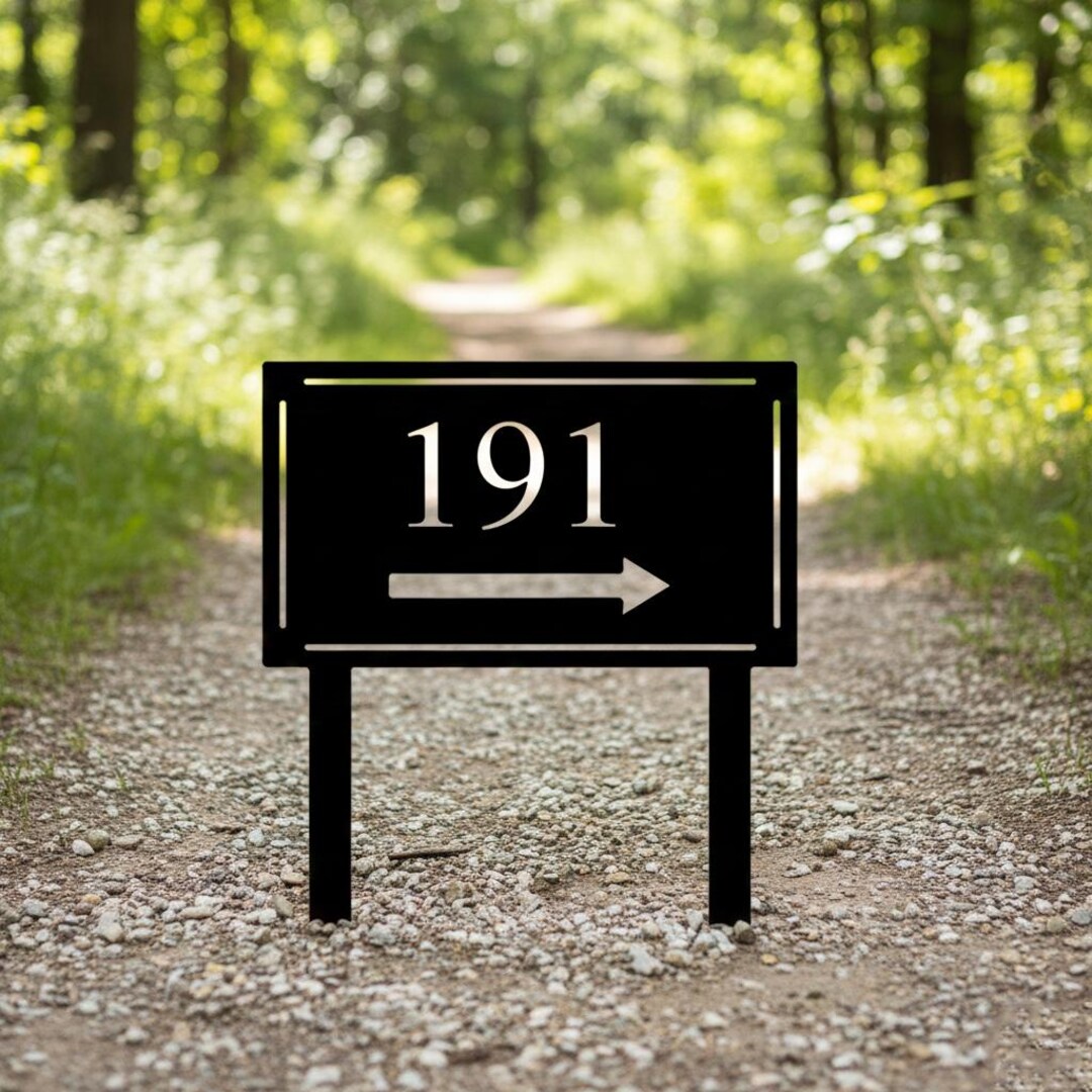 Modern Metal House Number Sign With Stake for Yard, Custom Lawn Address ...