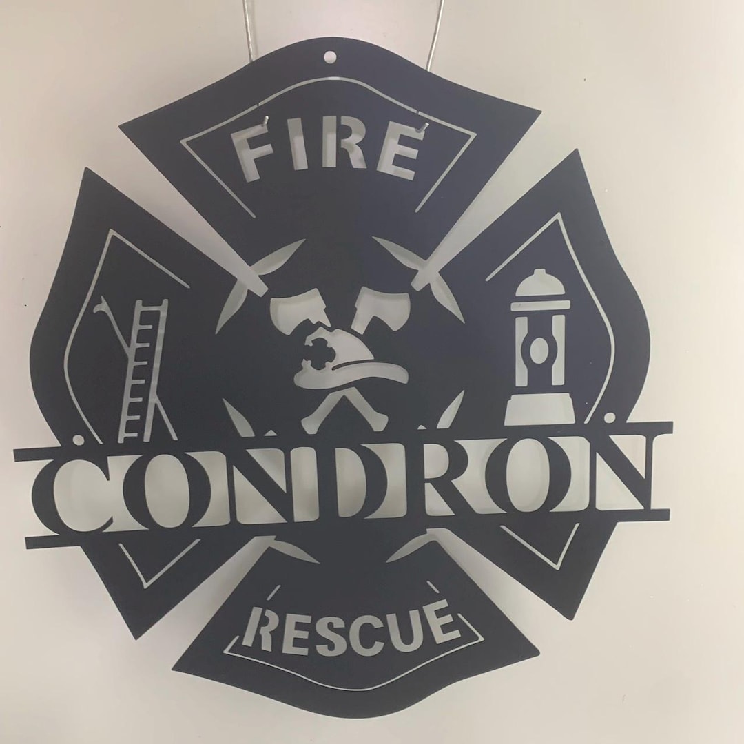Personalized Firefighter Maltese Cross Metal Sign, Fireman Metal Wall ...