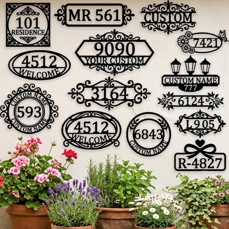 Custom Metal Address Sign, Personalized House Number Sign, Decorative ...