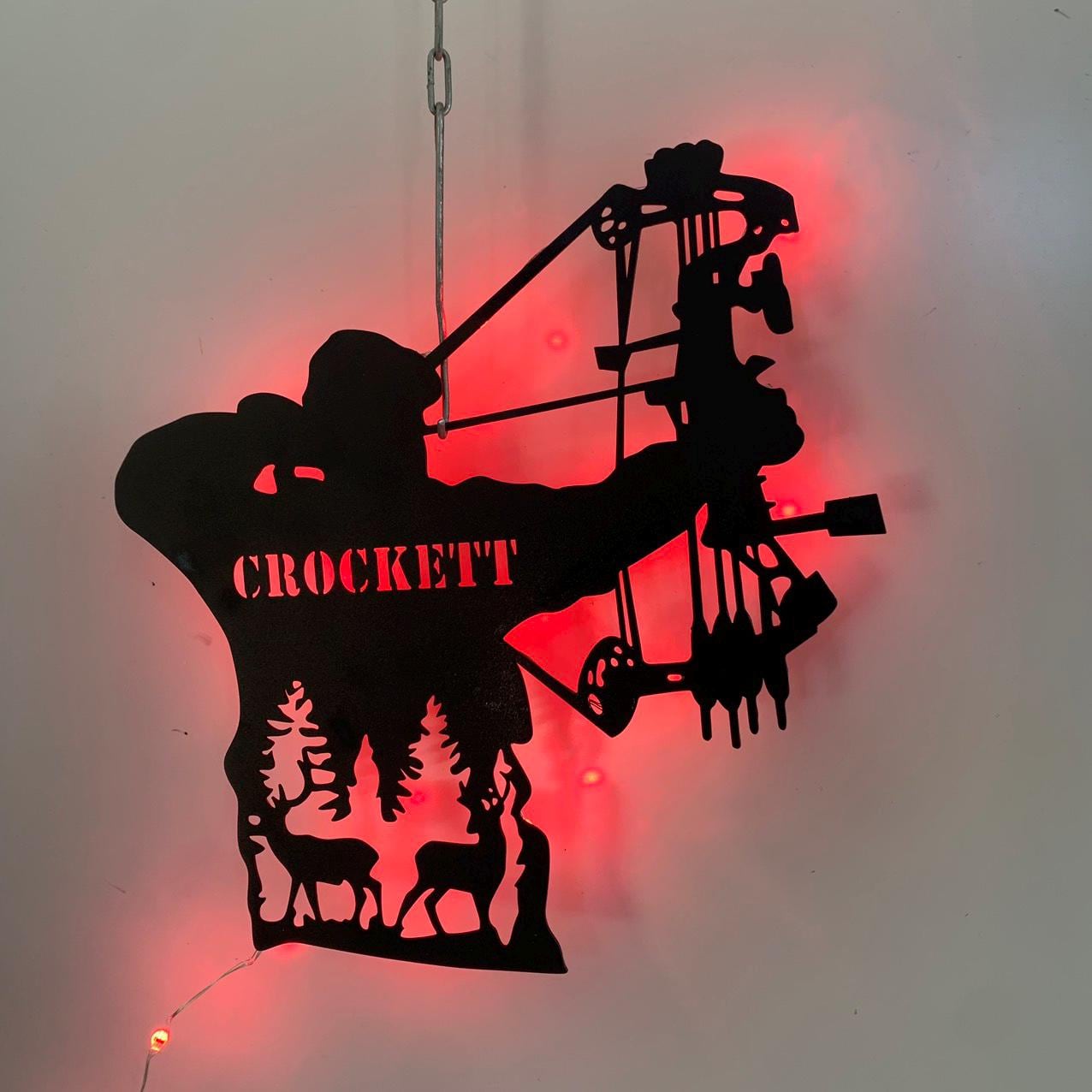 Custom Compound Bow Hunting Metal Wall Art LED Light, Personalized Bow ...