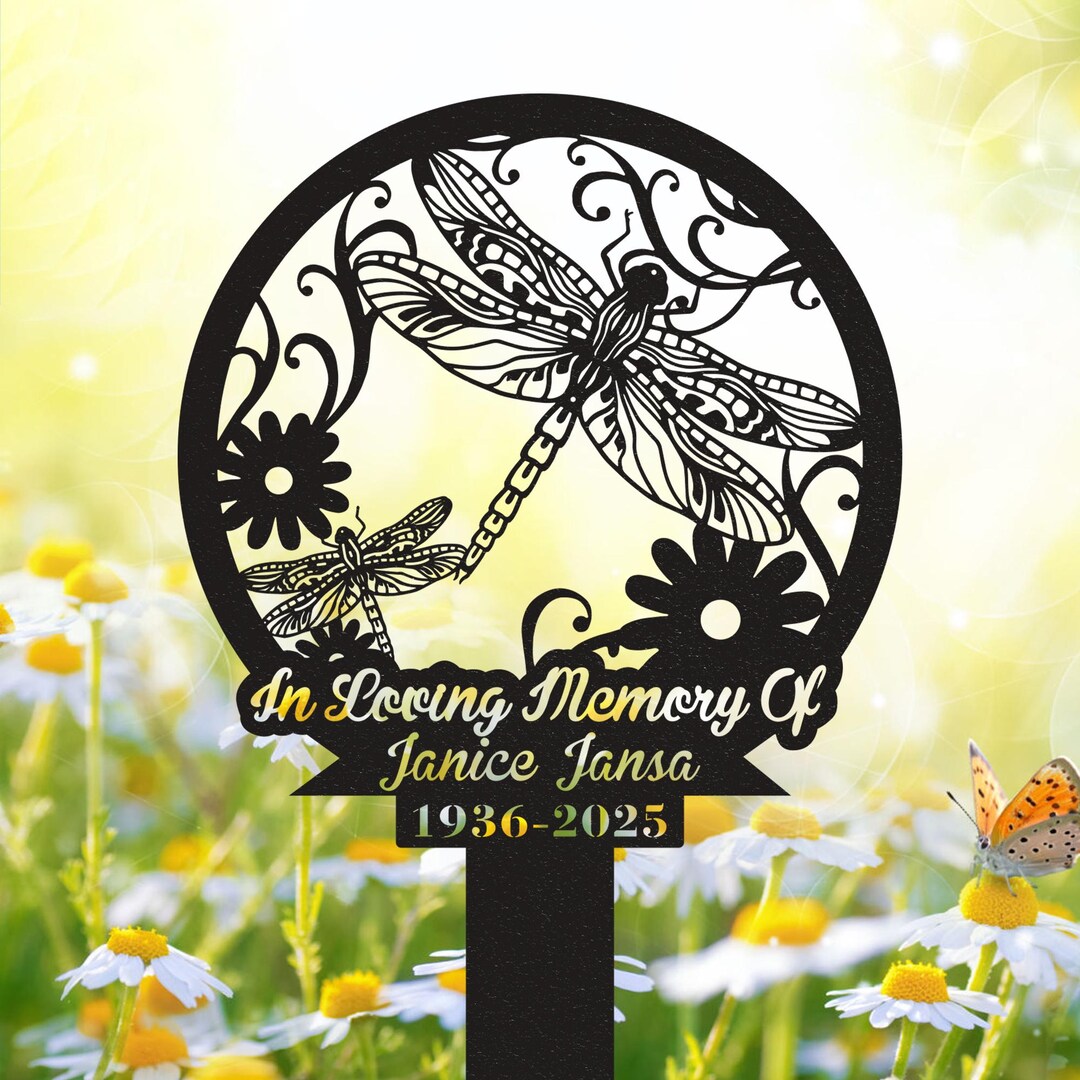 Personalized Dragonfly Memorial Garden Stake, Grave Marker Stake, in ...