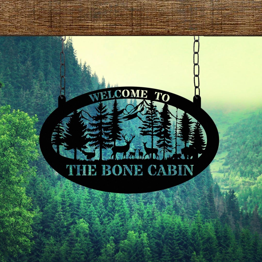 Personalized Deer Metal Cabin Sign, Outdoor Hunter Hunting, Custom ...