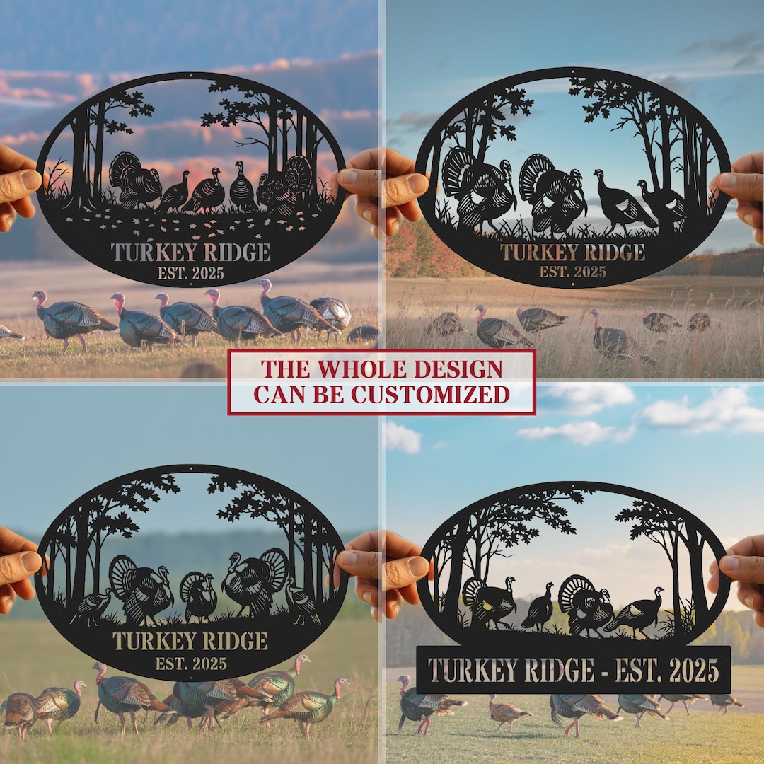 Custom Turkey Metal Sign, Turkey Farm Metal Sign, Turkey Hunting Cabin ...