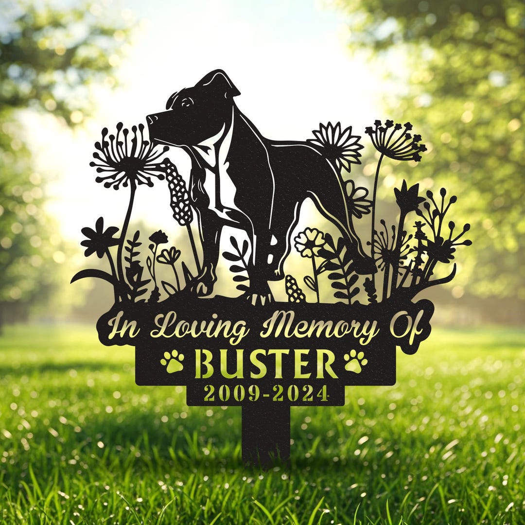 Pitbull Memorial Stake, Sympathy Sign, Personalized Pitbull Name Memorial Stake, Dog Grave ...