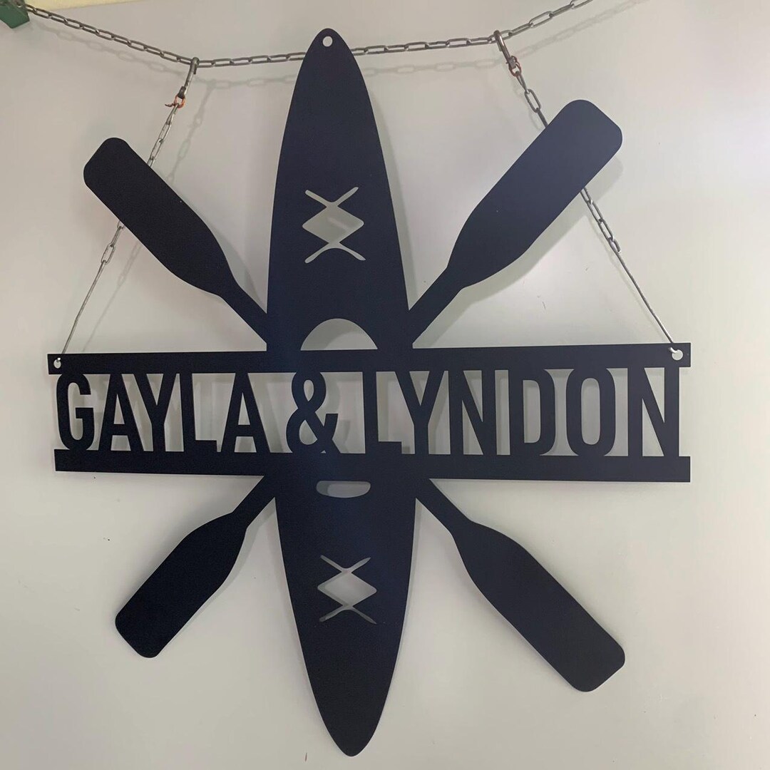 Custom Kayak Metal Wall Art, Personalized Name Sign for Kayak Lovers ...