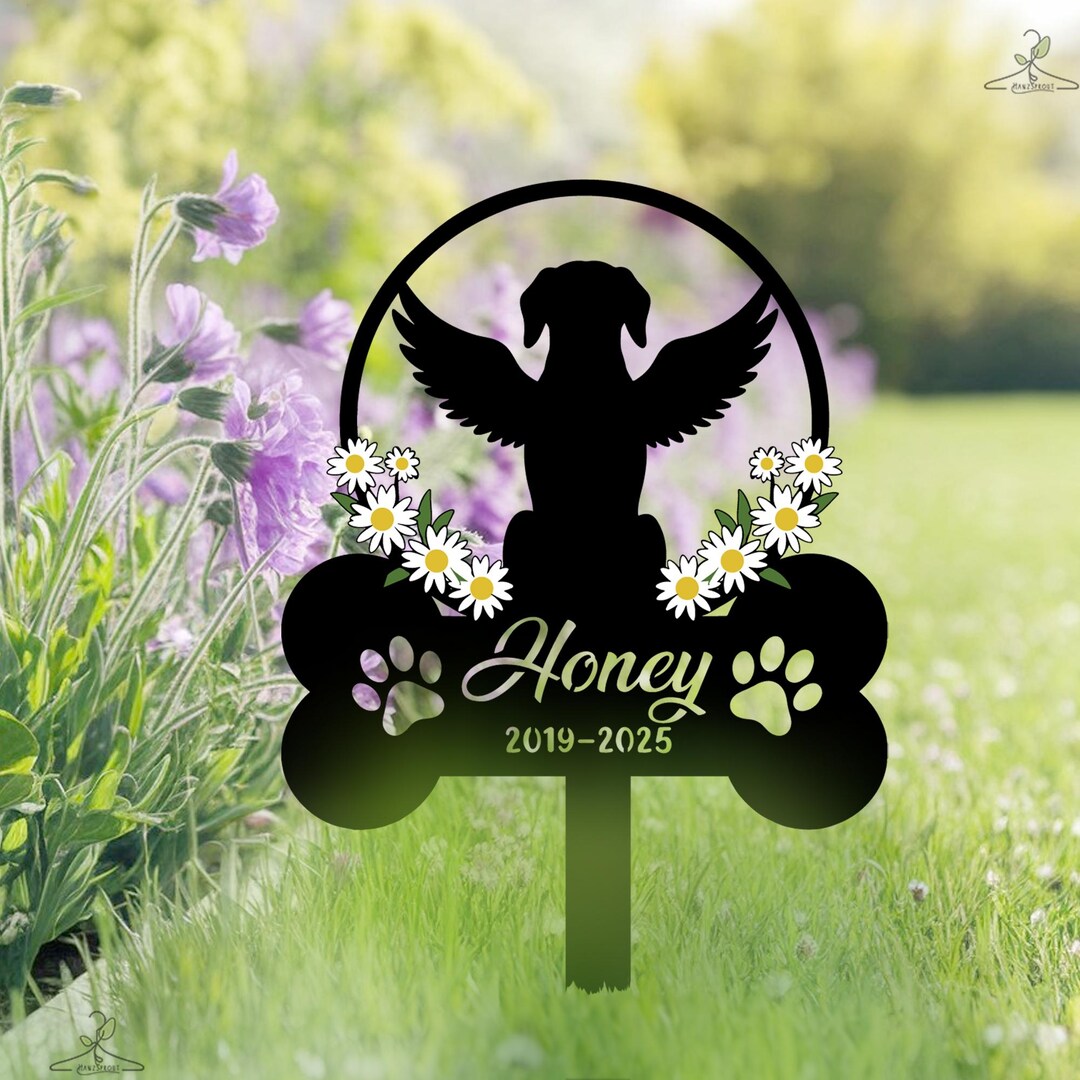 Custom Dog Memorial Sign, Dog Angel Memorial Sign, Pet Grave Marker ...