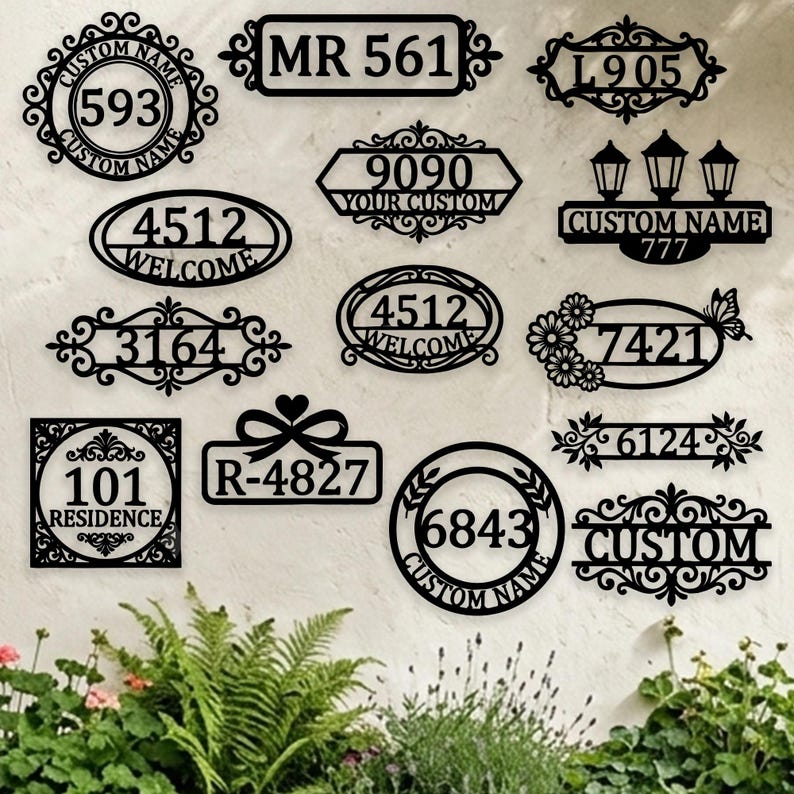 Custom Metal Address Sign, Personalized House Number Sign, Decorative ...