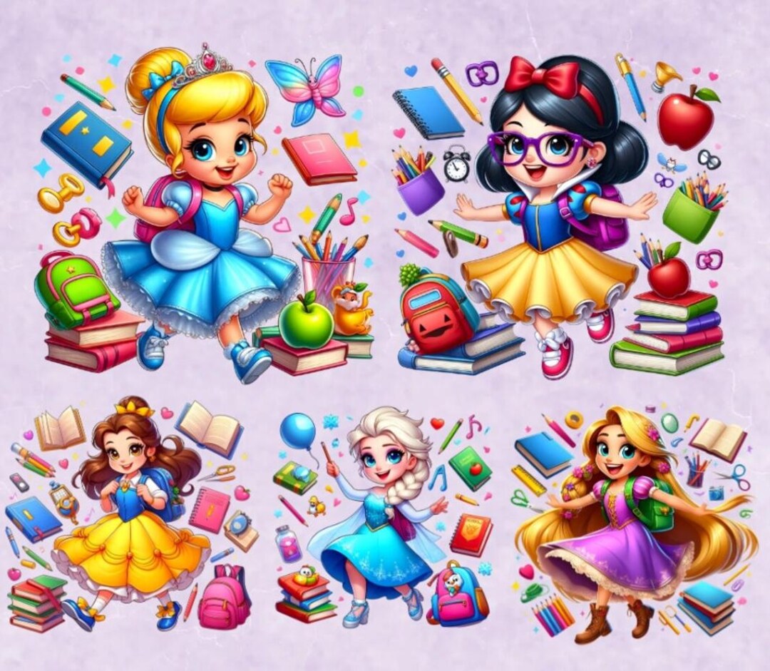Bundle Cartoon Princess Back to School Png Download, Funny Cartoon Png ...
