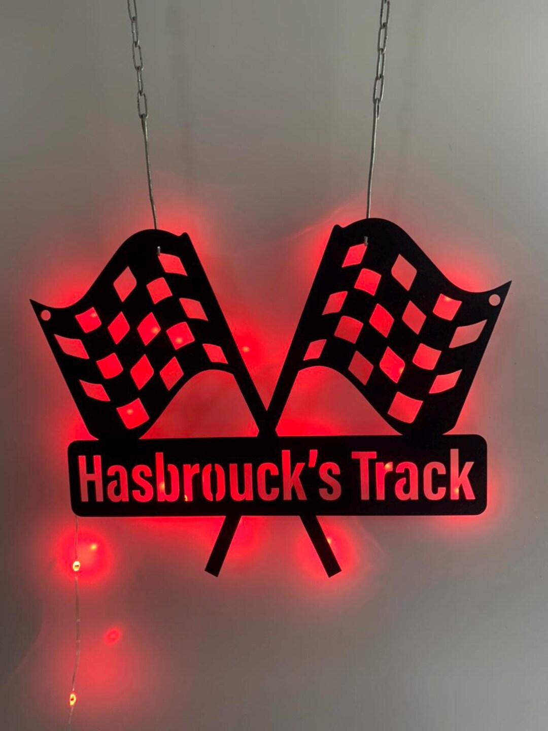 Custom Racing Flag Metal Wall Art With LED Lights, Personalized Racing ...