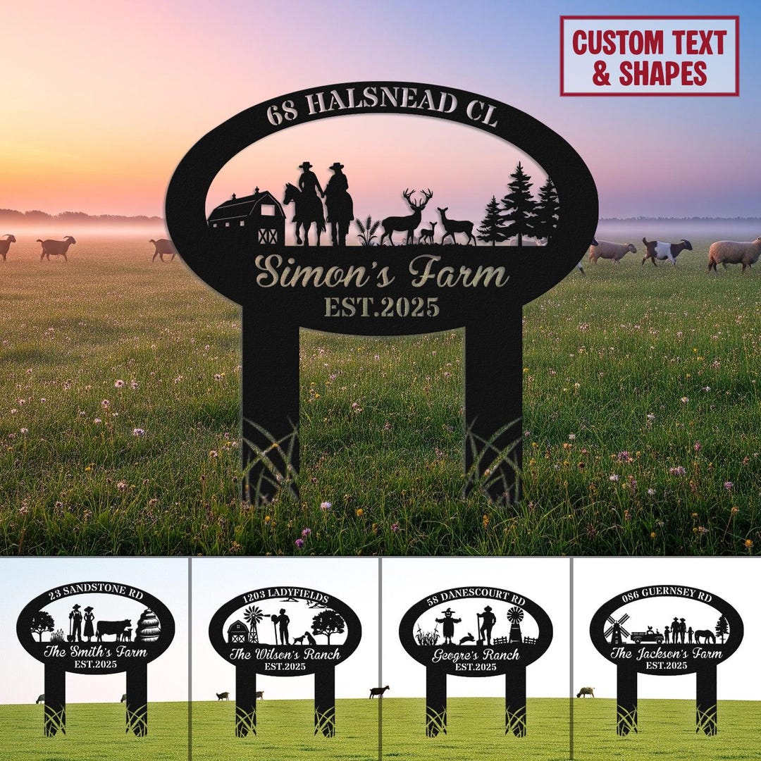 Personalized Your Metal Farm Sign With Stake, Farm Entrance Sign ...