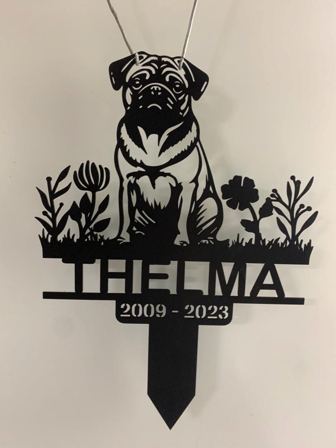 Personalized Pug Dog Memorial Garden Stake, Custom Pug Dog Metal Yard ...