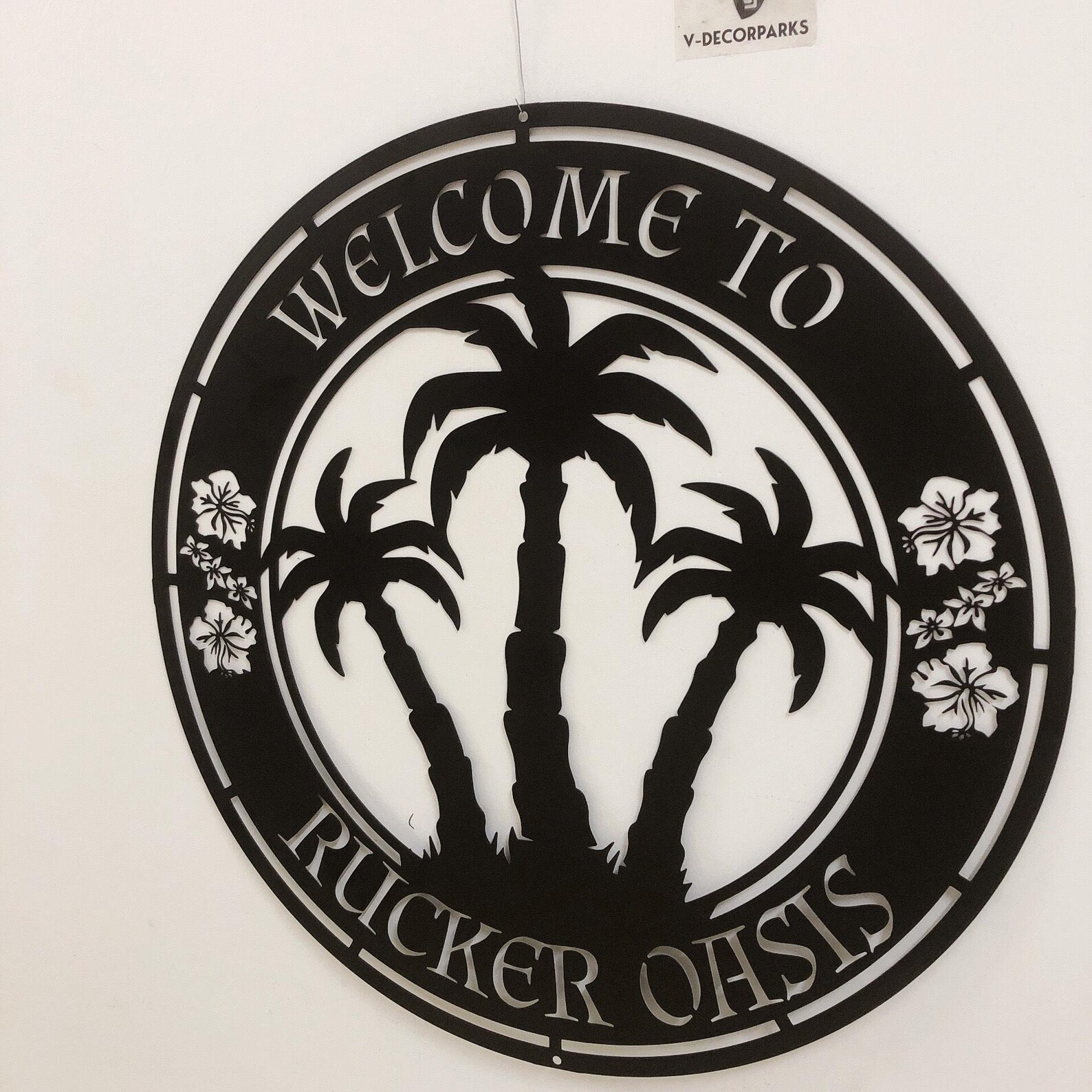 Personalized Metal Oasis Sign, Palm Tree Sign, Tropical Beach Sign ...