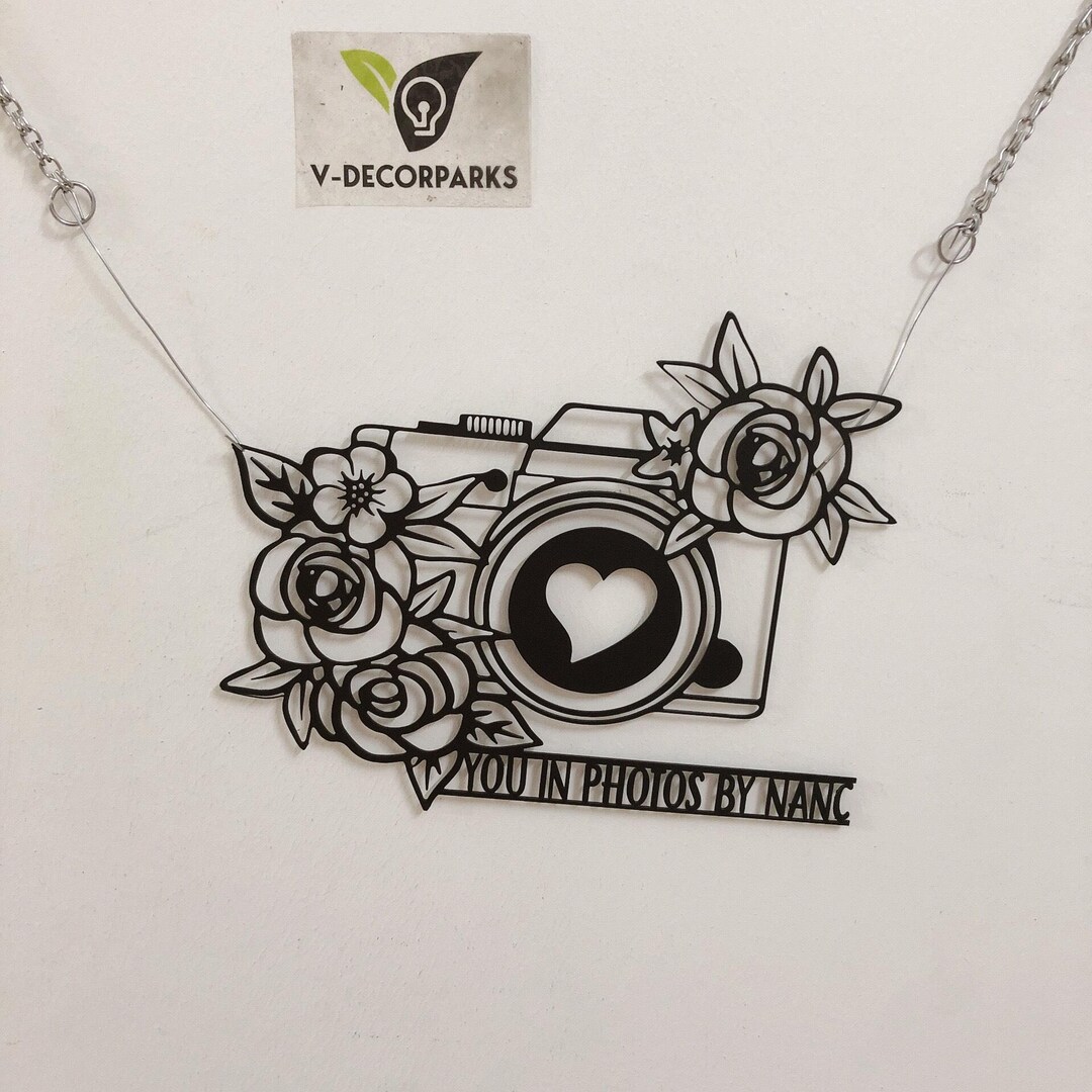 Personalized Floral Camera Metal Wall Art, Camera Metal Sign, Custom ...