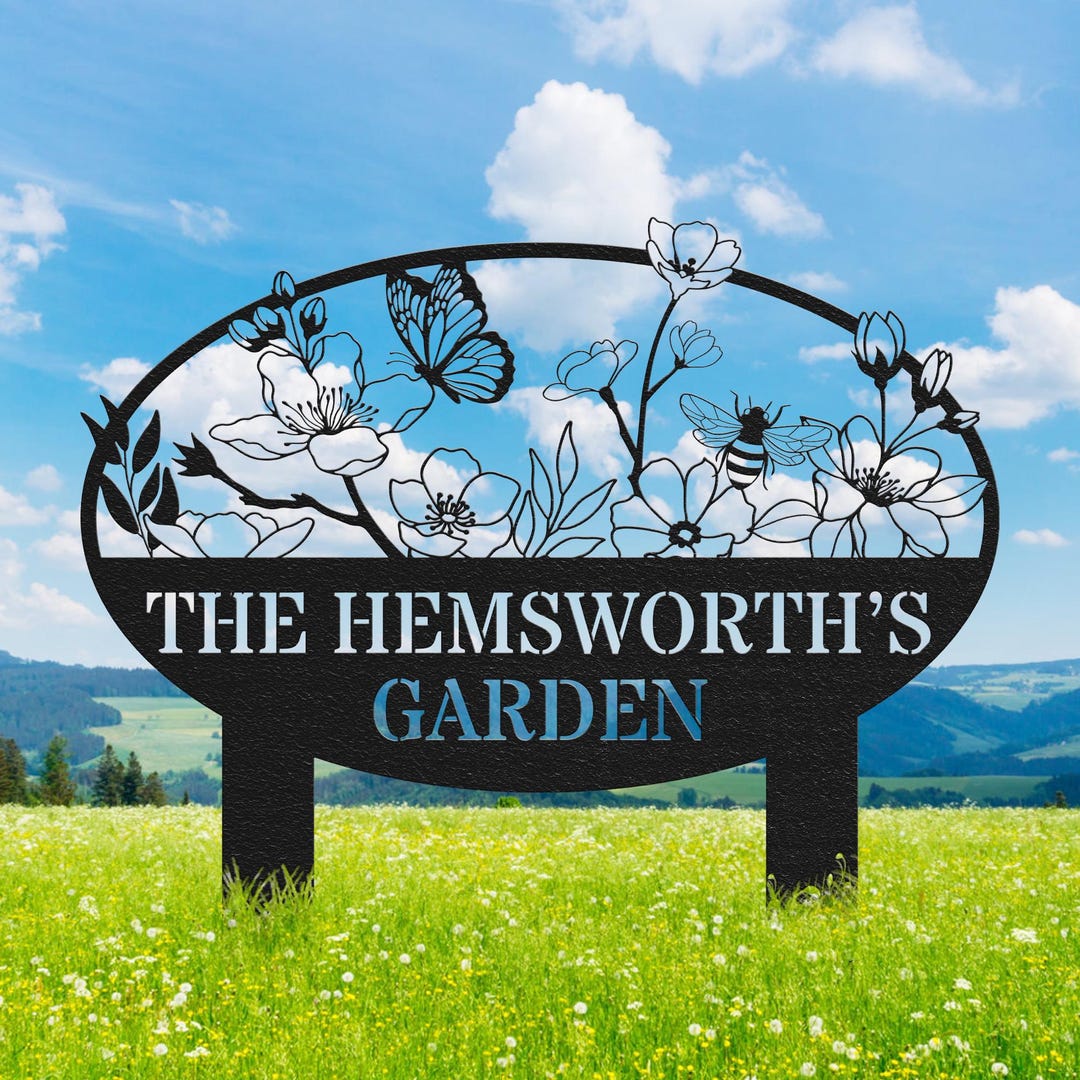 Custom Metal Garden Sign, Flower Garden Sign, Custom Garden Name Sign ...