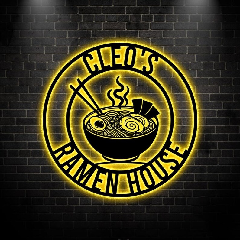 Japanese Ramen Metal Sign LED Light, Noodle Shop Wall Art, Japanese ...
