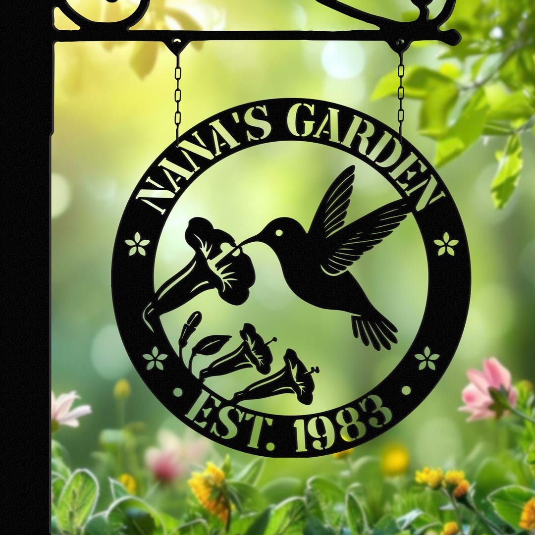 Custom Hummingbird Metal Garden Sign, Custom Garden Name Sign, Custom ...
