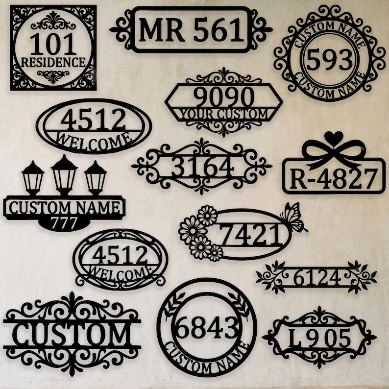 Custom Metal Address Sign, Personalized House Number Sign, Decorative ...