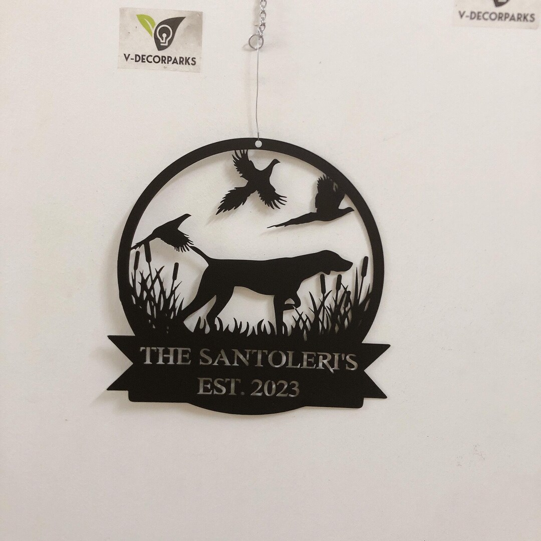 Personalized Hunting Dog Metal Wall Art, Pheasant Hunting Monogram Sign ...