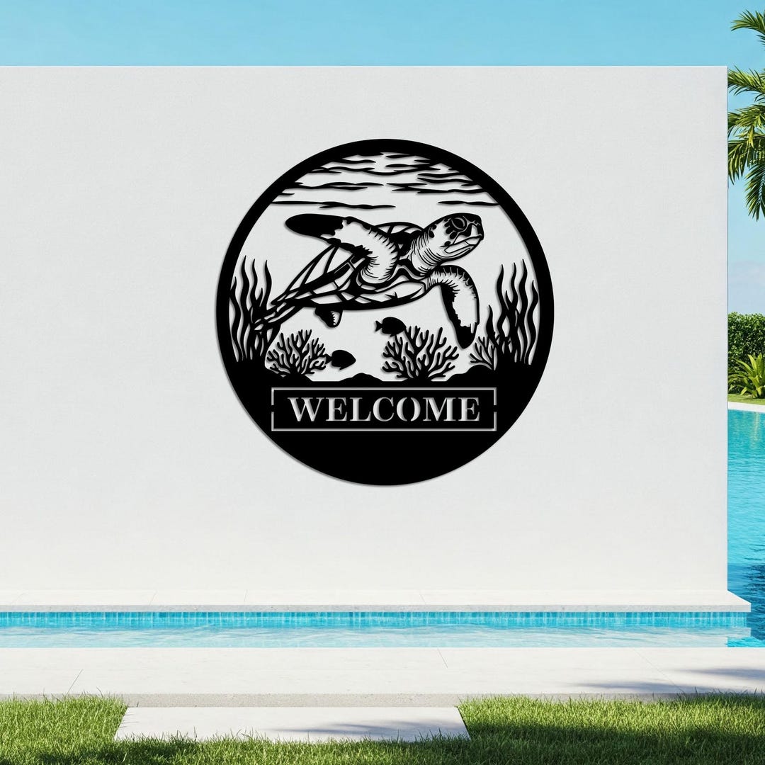 Personalized Beach House Turtle Sign, Sea Turtle Welcome Sign, Sea ...