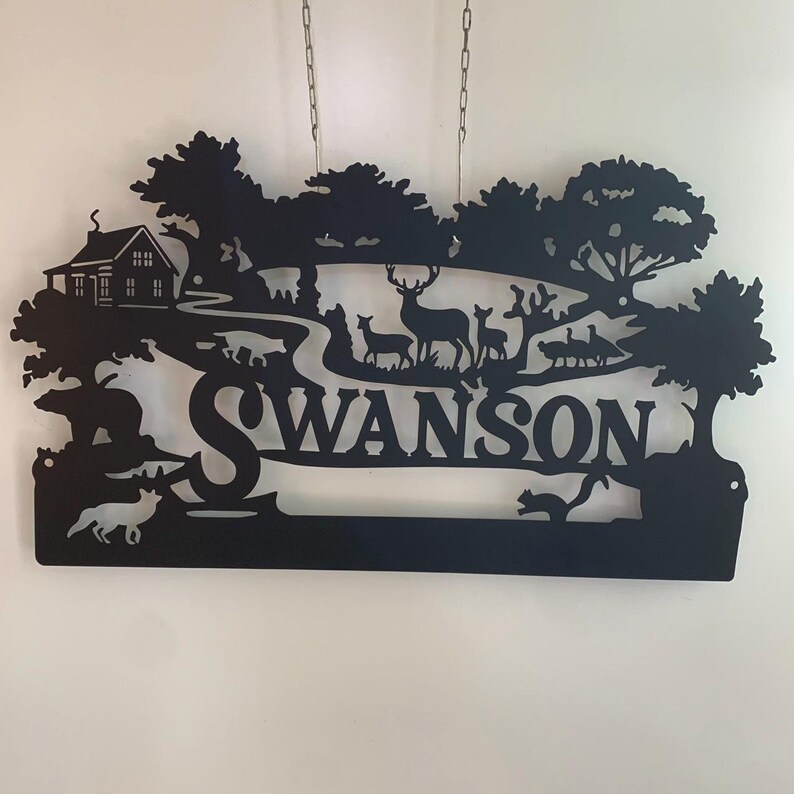 Custom Metal Wildlife Sign, Personalized Farmhouse Metal Entrance Sign ...