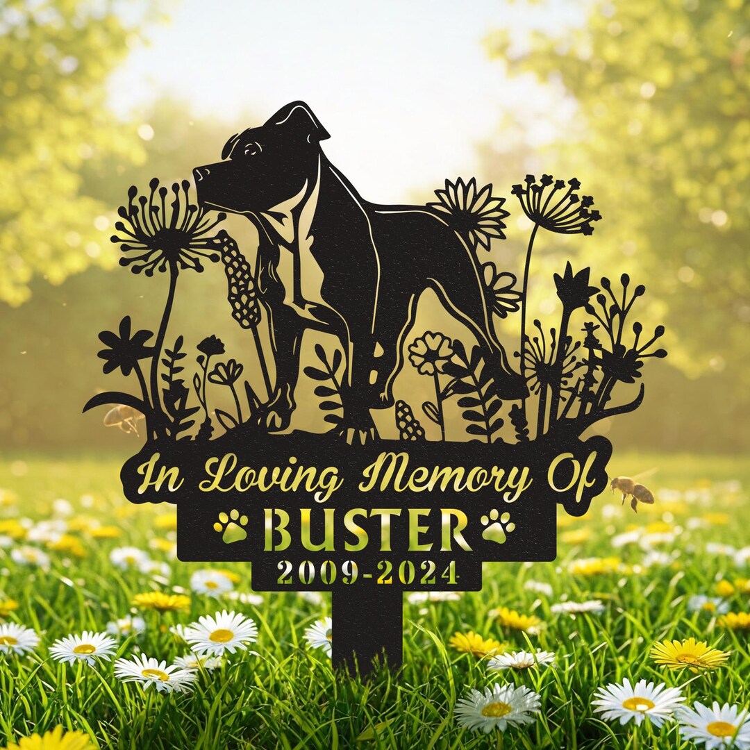 Personalized Pitbull Name Memorial Stake, Pitbull Memorial Stake, Sympathy Sign, Dog Grave ...