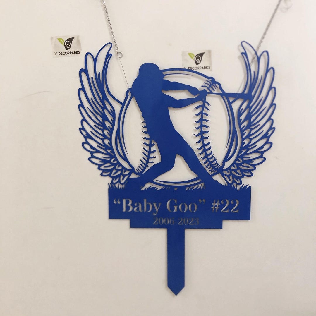 Custom Baseball Player Memorial Stake, Baseball Metal Stake, Baseball ...