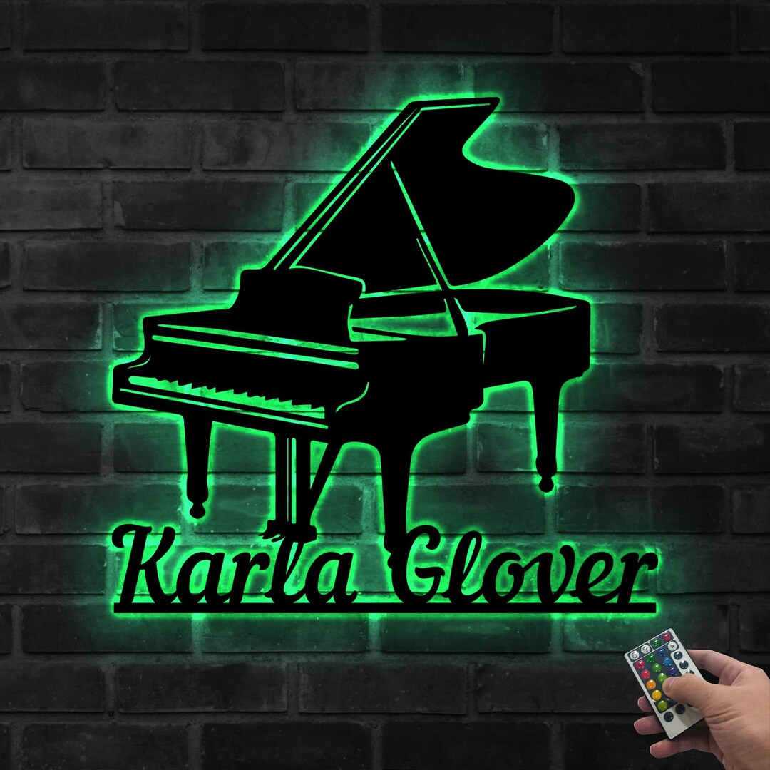 Custom Piano Metal Sign With Led Lights, Piano Wall Decor, Musical ...