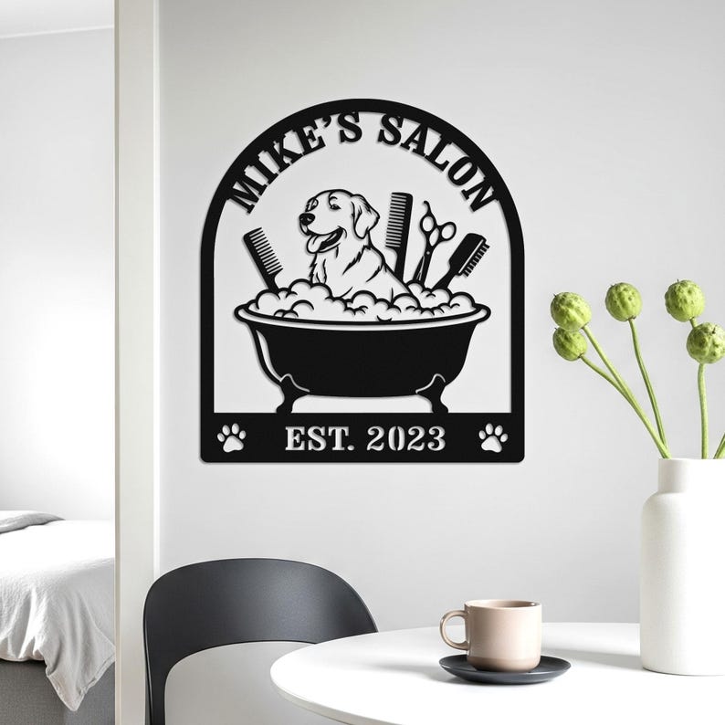 Custom Pet Spa Metal Sign LED Light, Dog Grooming Salon Sign Groomer ...