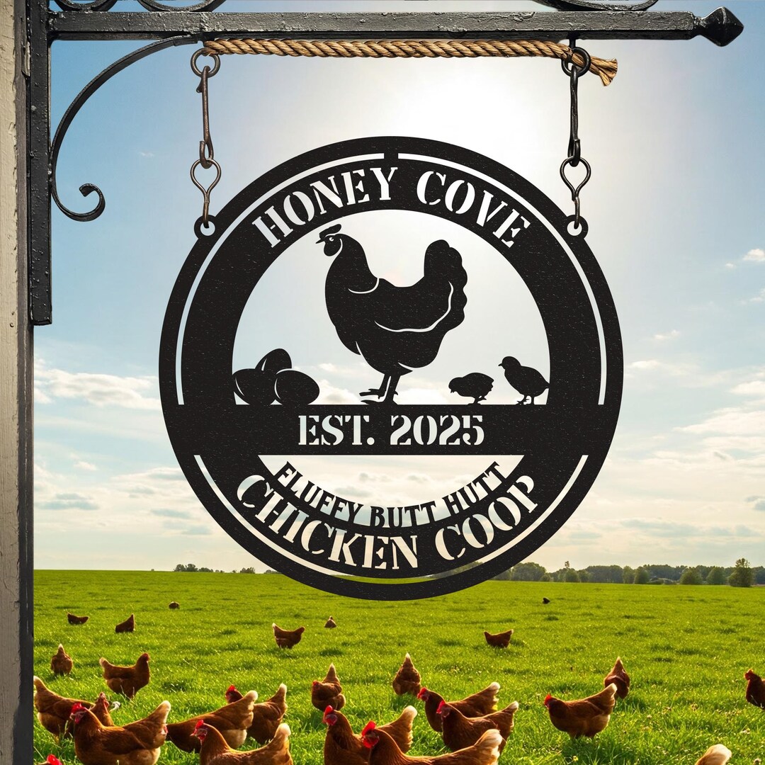 Custom Chicken Coop Metal Sign, Personalized Hen House Decor, Fluffy ...