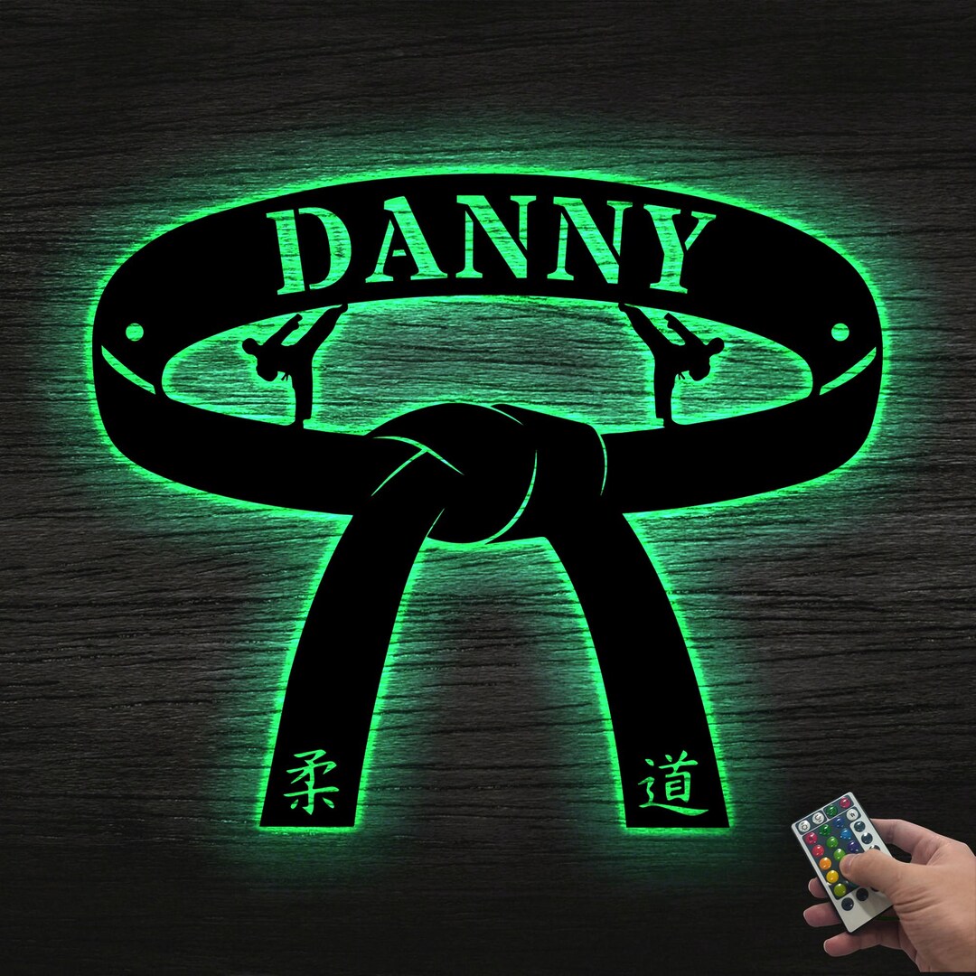 Custom Karate Black Belt Metal Sign With Led Light, Japanese Martial ...