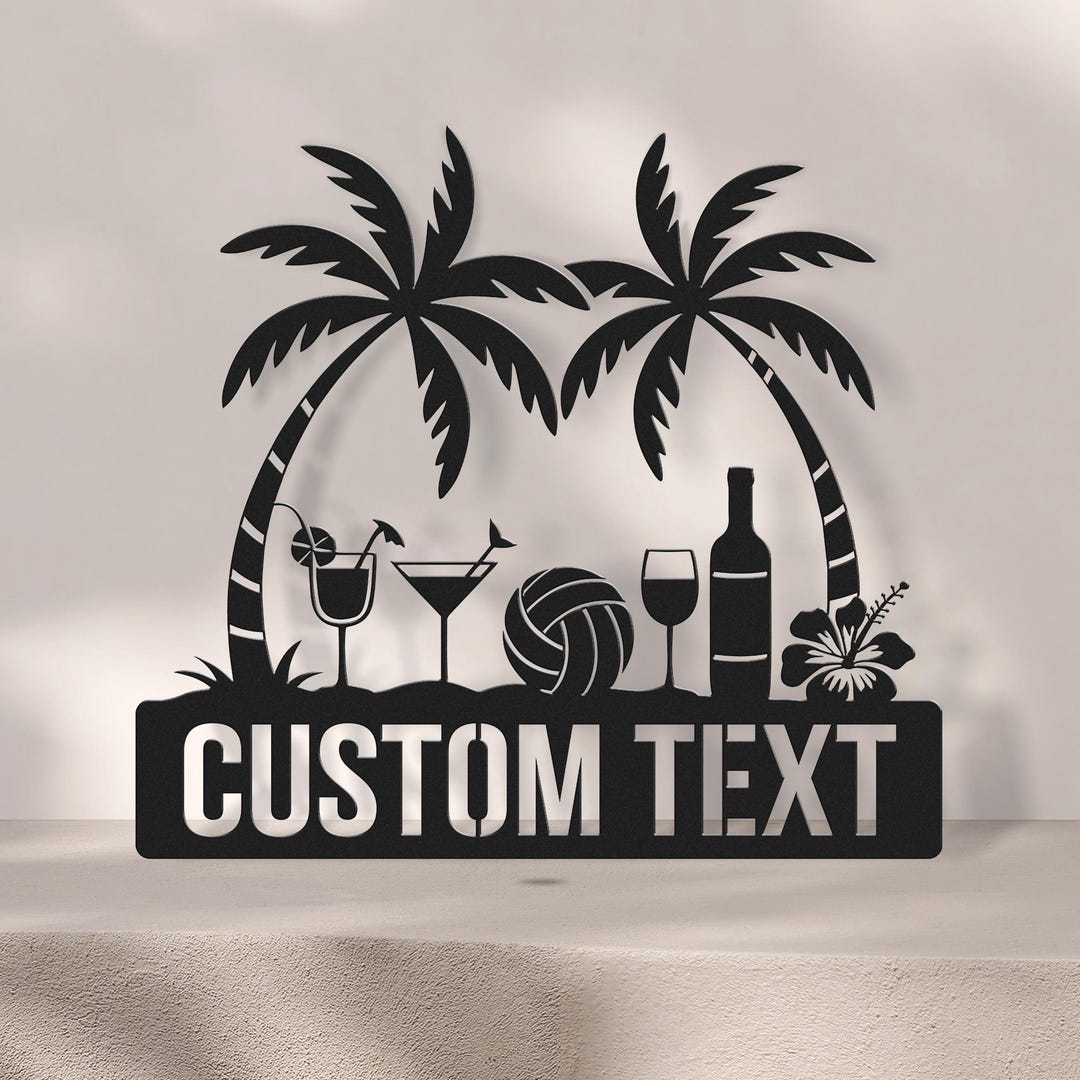 Custom Tiki Bar Metal Sign, Beach Bar Sign, Tiki Lounge Metal Sign ...