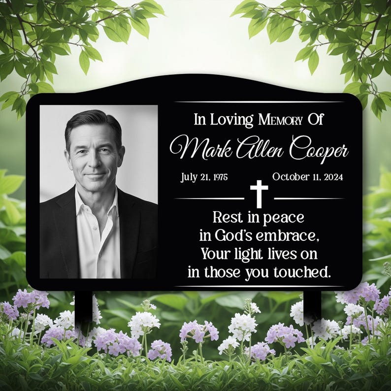 Personalized Photo Grave Marker, Memorial Plaque With Stake for ...