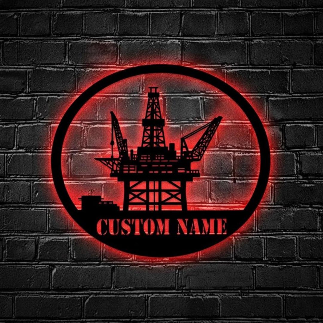 Custom Oil Rig Sign LED Light, Oilfield Sign, Metal Wall Art for ...