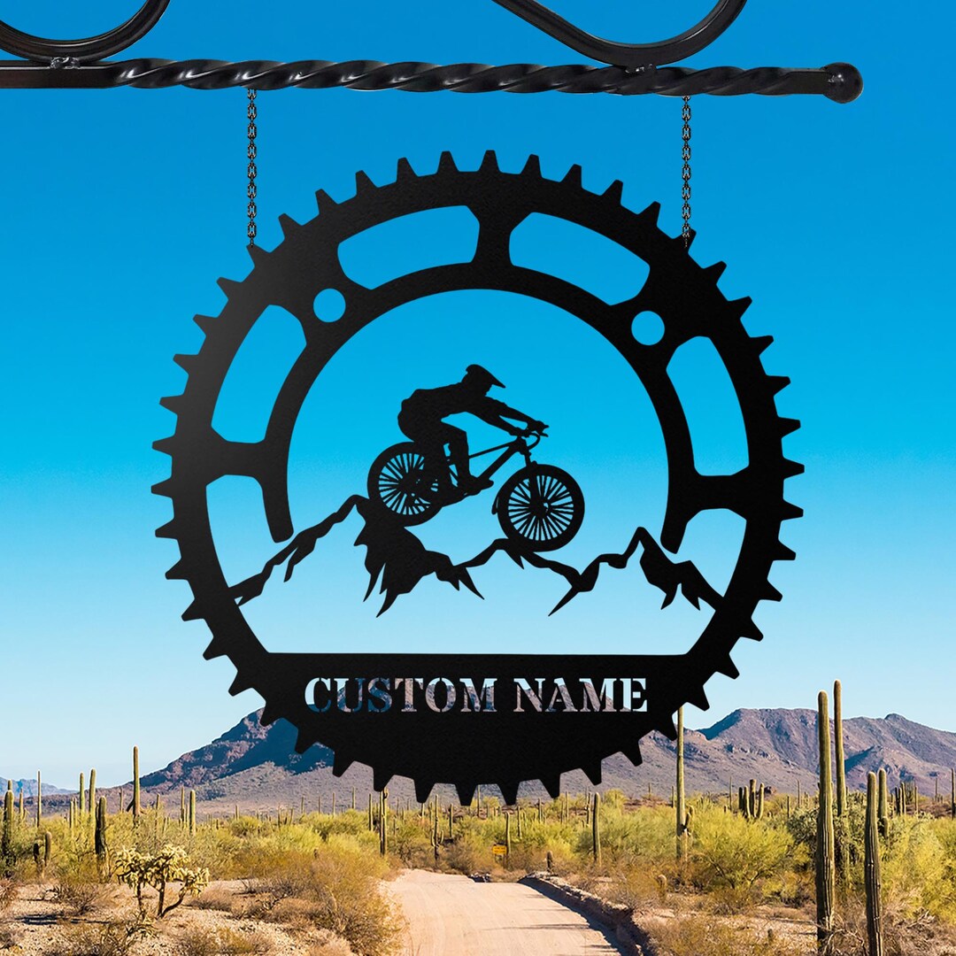 Custom Mountain Biker Metal Sign, Personalized Cycling Wall Art, Bike ...