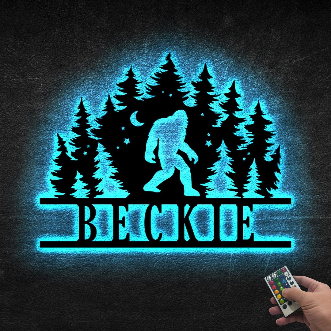 Custom Bigfoot in Forest, Sasquatch Name Sign, Bigfoot Metal Wall Art ...