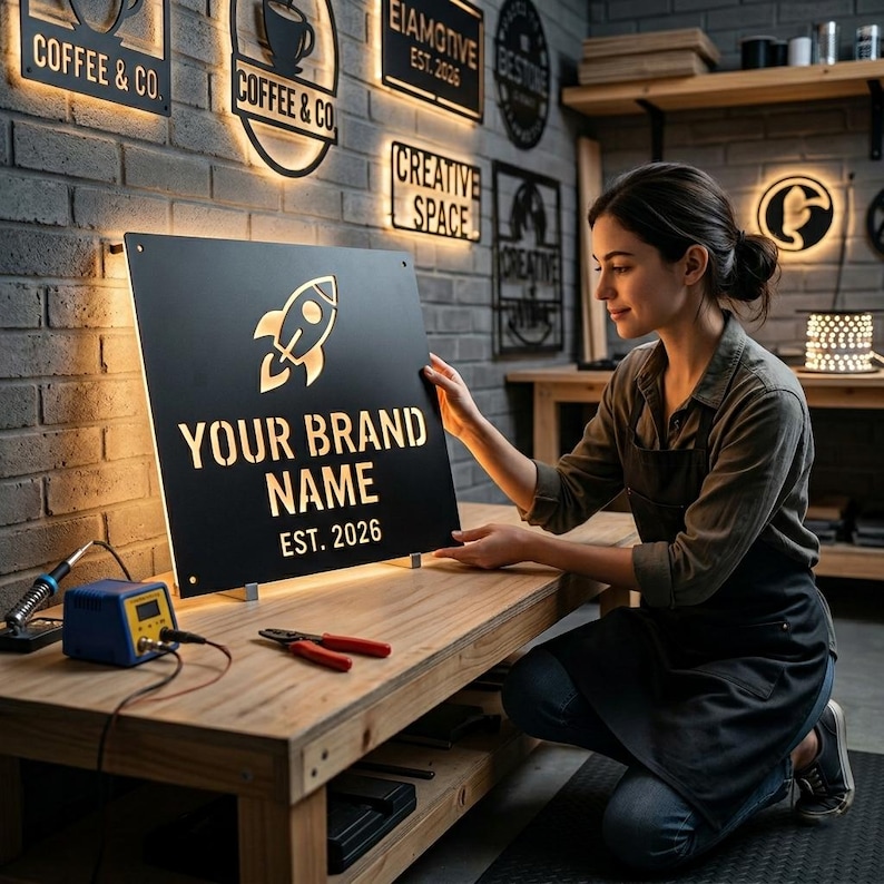 Customizable Any Shape Metal Sign With LED Light, Design Your Own Metal ...