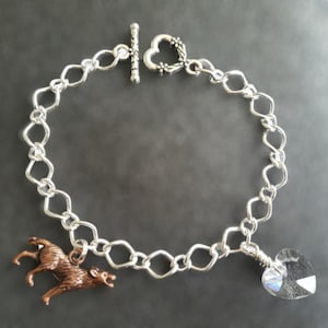 Twilight Inspired Wolf Heart Charm Bracelet, Swarovski Crystal, Bella ...