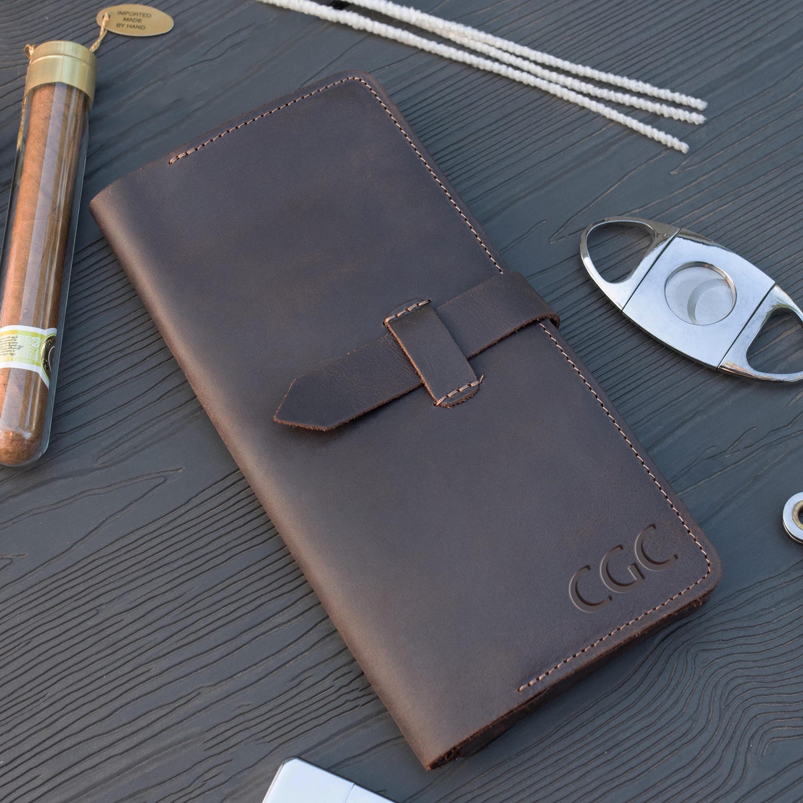 Customizable Leather Cigar Case, Personalized Cigar Holder, Portable ...