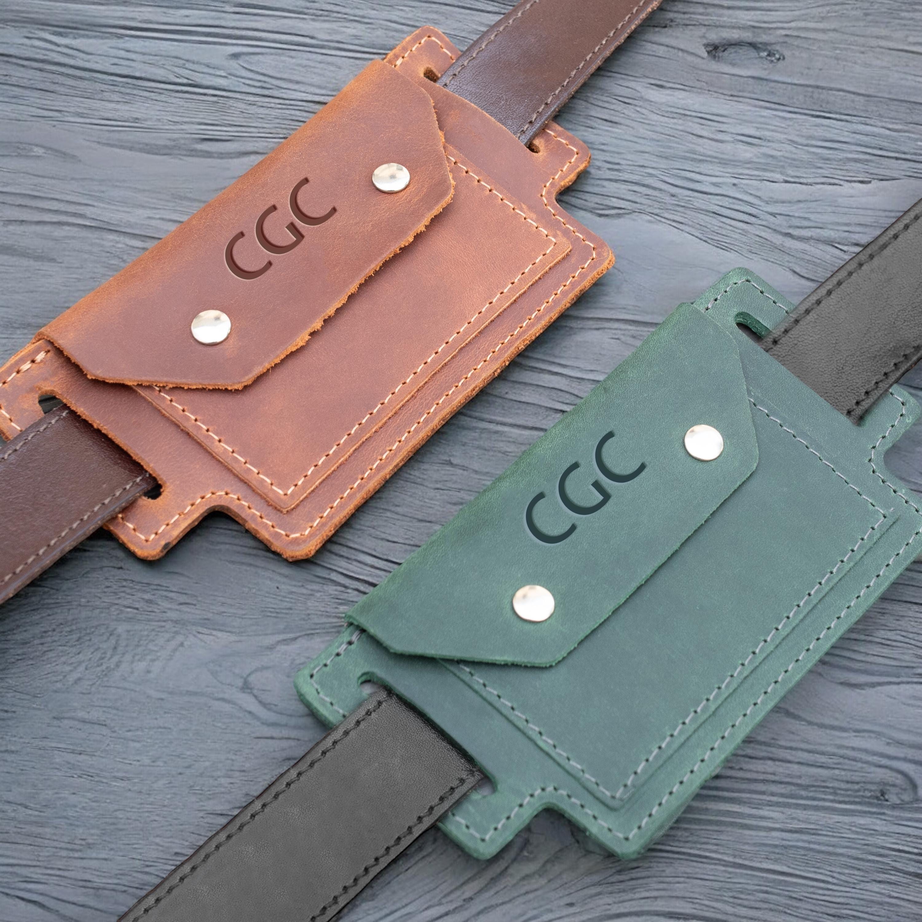 Personalized Leather Belt Money Holster – Customizable Slim Wallet With ...