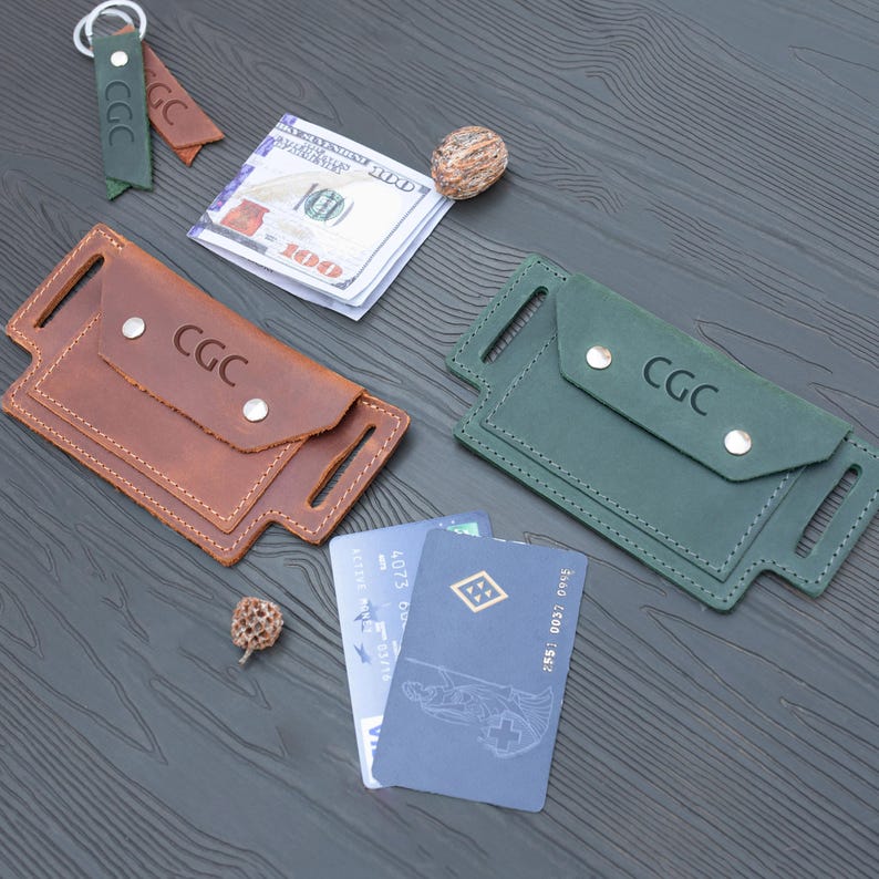 Personalized Leather Belt Money Holster – Customizable Slim Wallet With ...