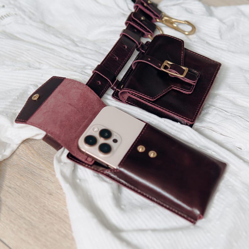 Custom Utility Belt With Leather Pouch, Phone Case & Keychain Hooks ...