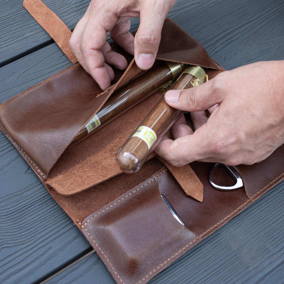 Customizable Leather Cigar Holder - Premium Travel Case for Cigars ...