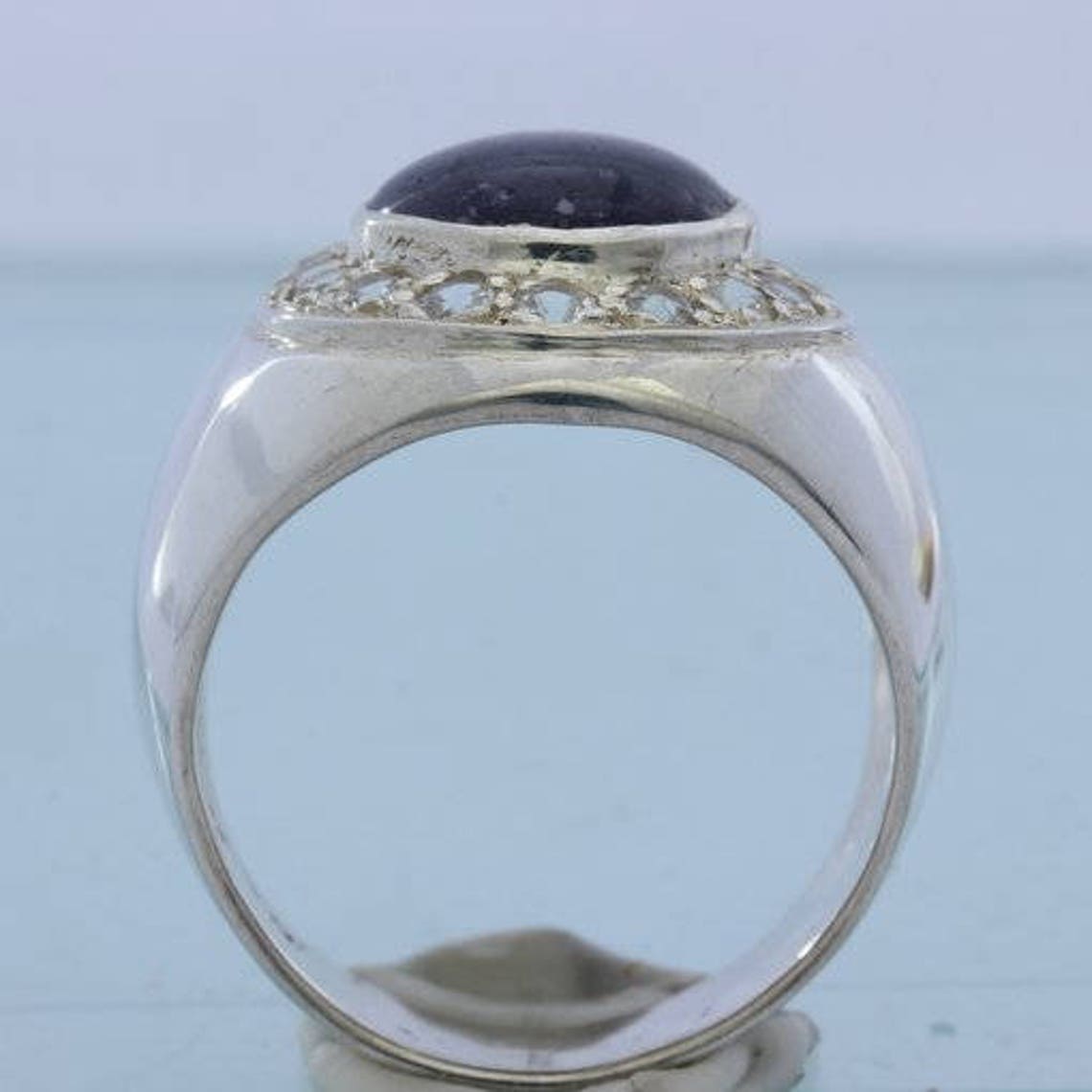 Purple Black Star Sapphire White Sapphire Halo Handmade - Etsy