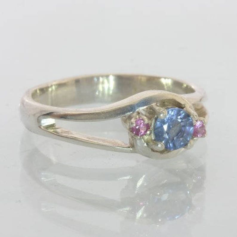 Natural Blue and Pink Sapphires Handmade Sterling Silver | Etsy