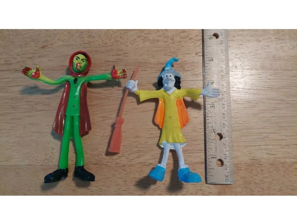 Vampire and Witch with Broom Vintage Bendy Toys gumby Style - Etsy