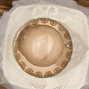 Wellington China Peach and Gold Cup and Saucer - Etsy