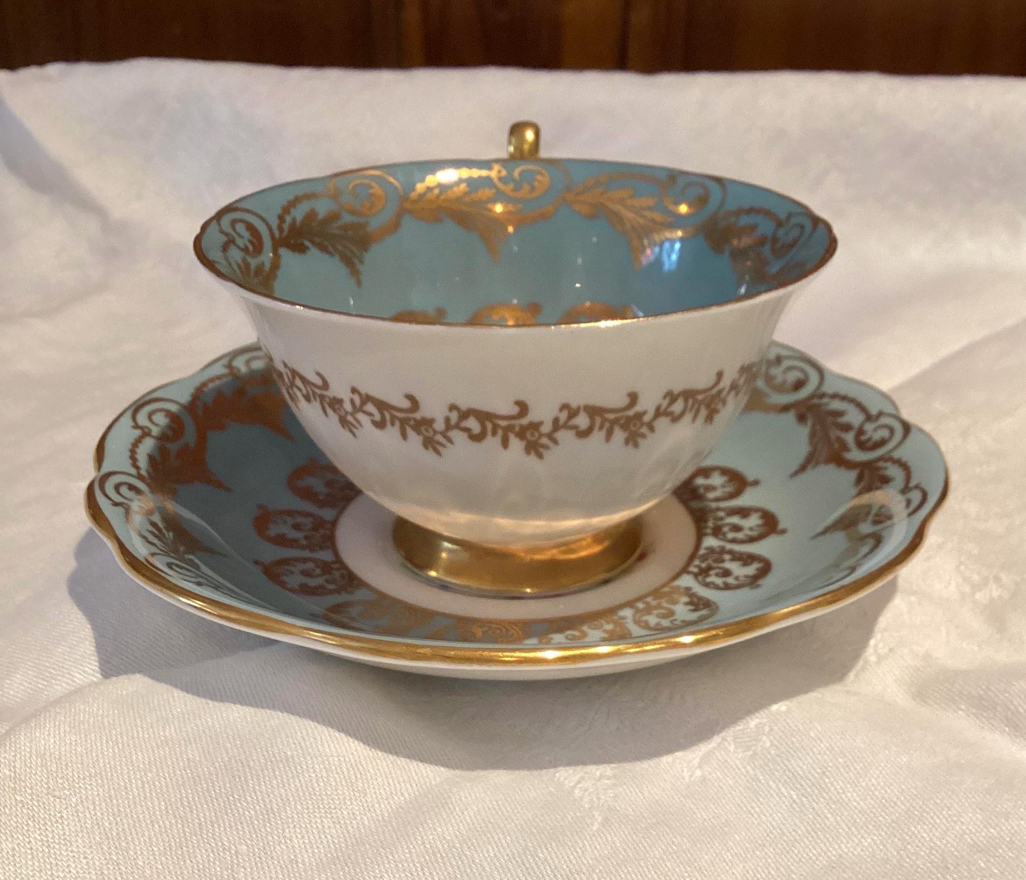 Foley Robin’s Egg Blue and Gold Teacup and Saucer - Etsy