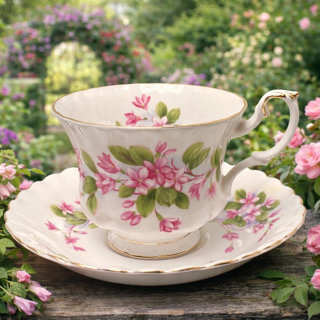 Royal Albert Mayflower Pink Teacup and Saucer - Etsy