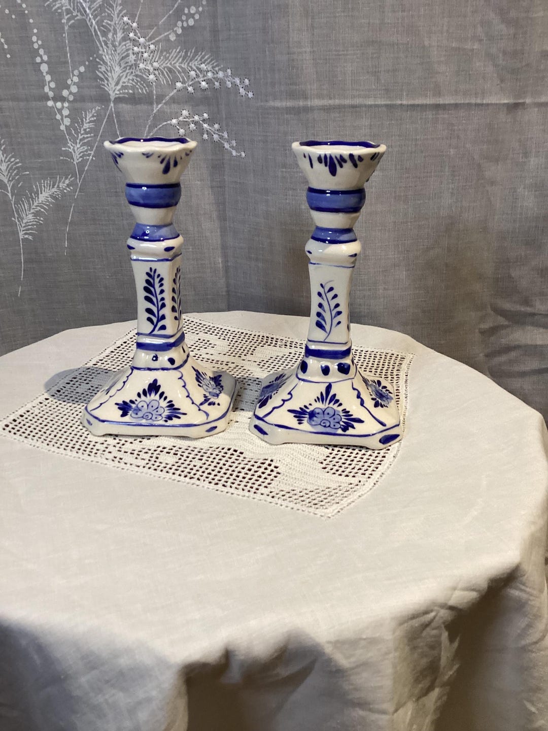 Blue and White Delft Candlesticks - Etsy