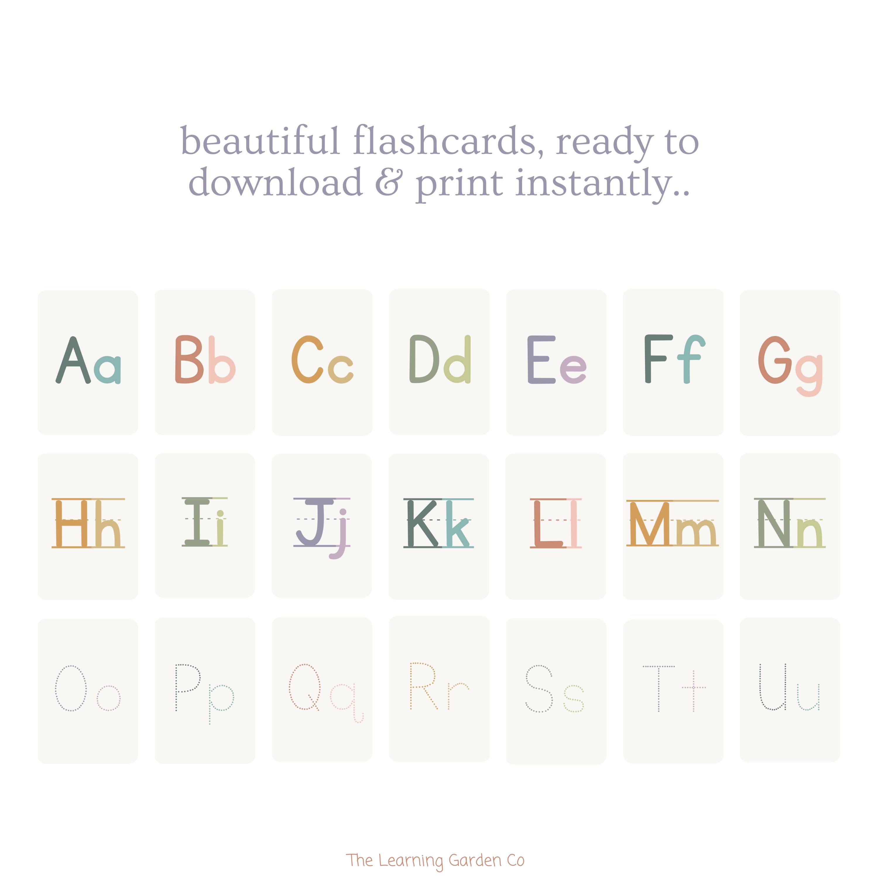 Alphabet Cards, ABC Flashcards, Kids Boho Calm Cards, Digital Downloads ...